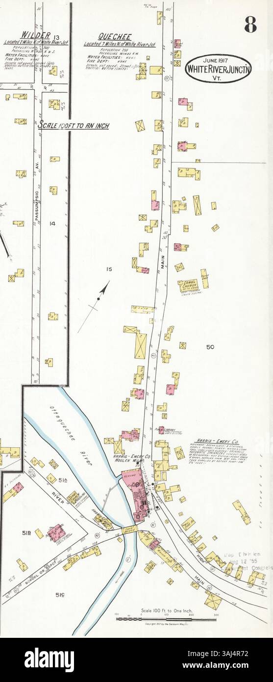 The 1917 Sanborn Fire Insurance Map of Quechee, Vermont, illustrates ...