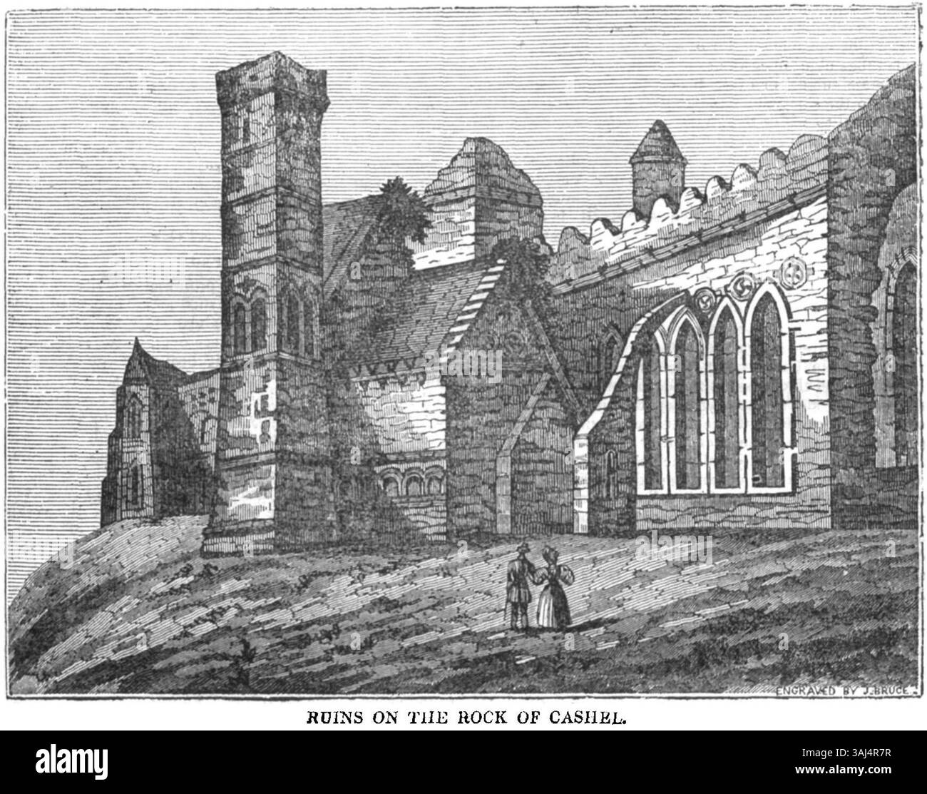 The 1835 depiction of the ruins on the Rock of Cashel, published in ...