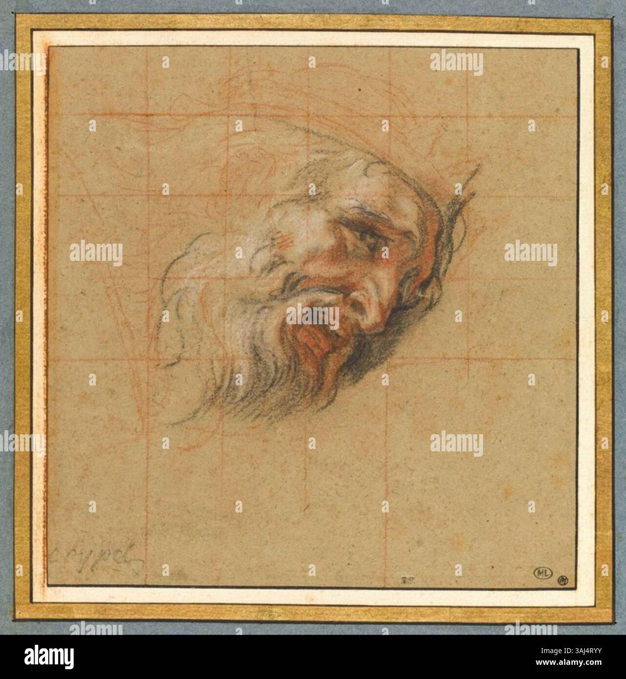 Antoine Coypel’s 'Study of the Head of an Old Man Turned to the Right ...