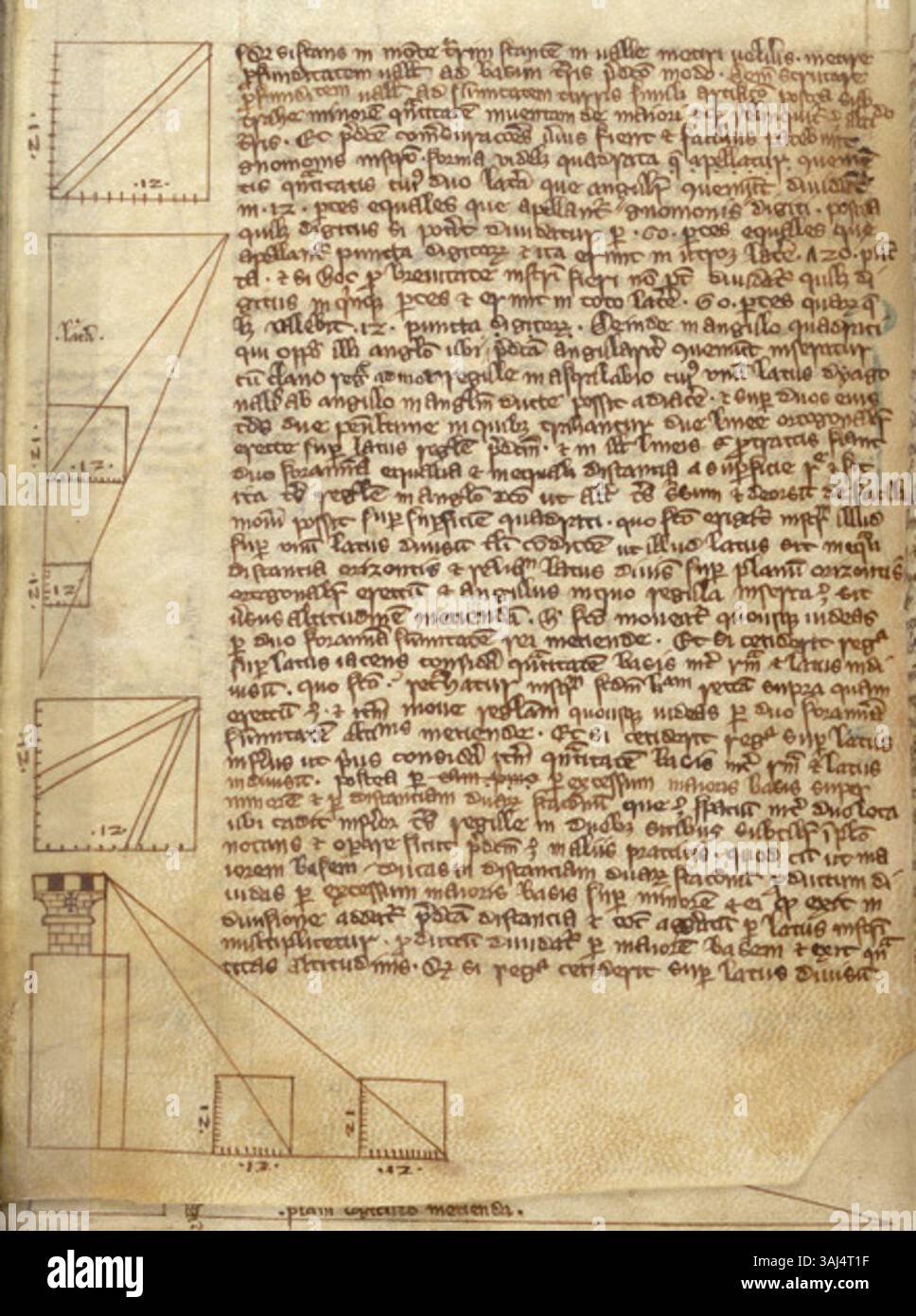 This medieval manuscript contains diagrams on mensuration, a branch of ...