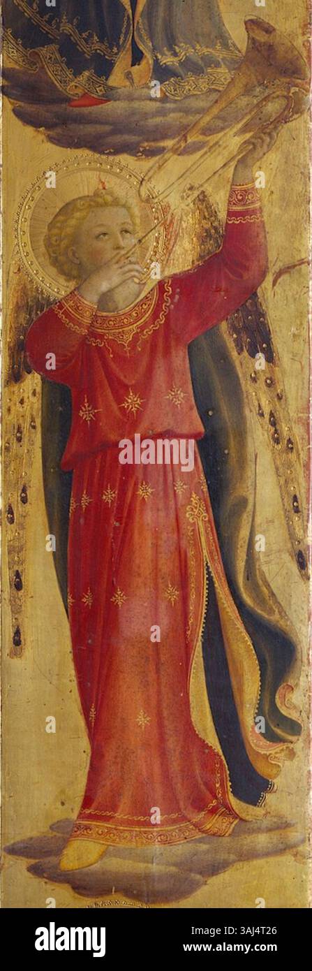 Detail of an angel playing a clarion trumpet from Fra Angelico’s ...