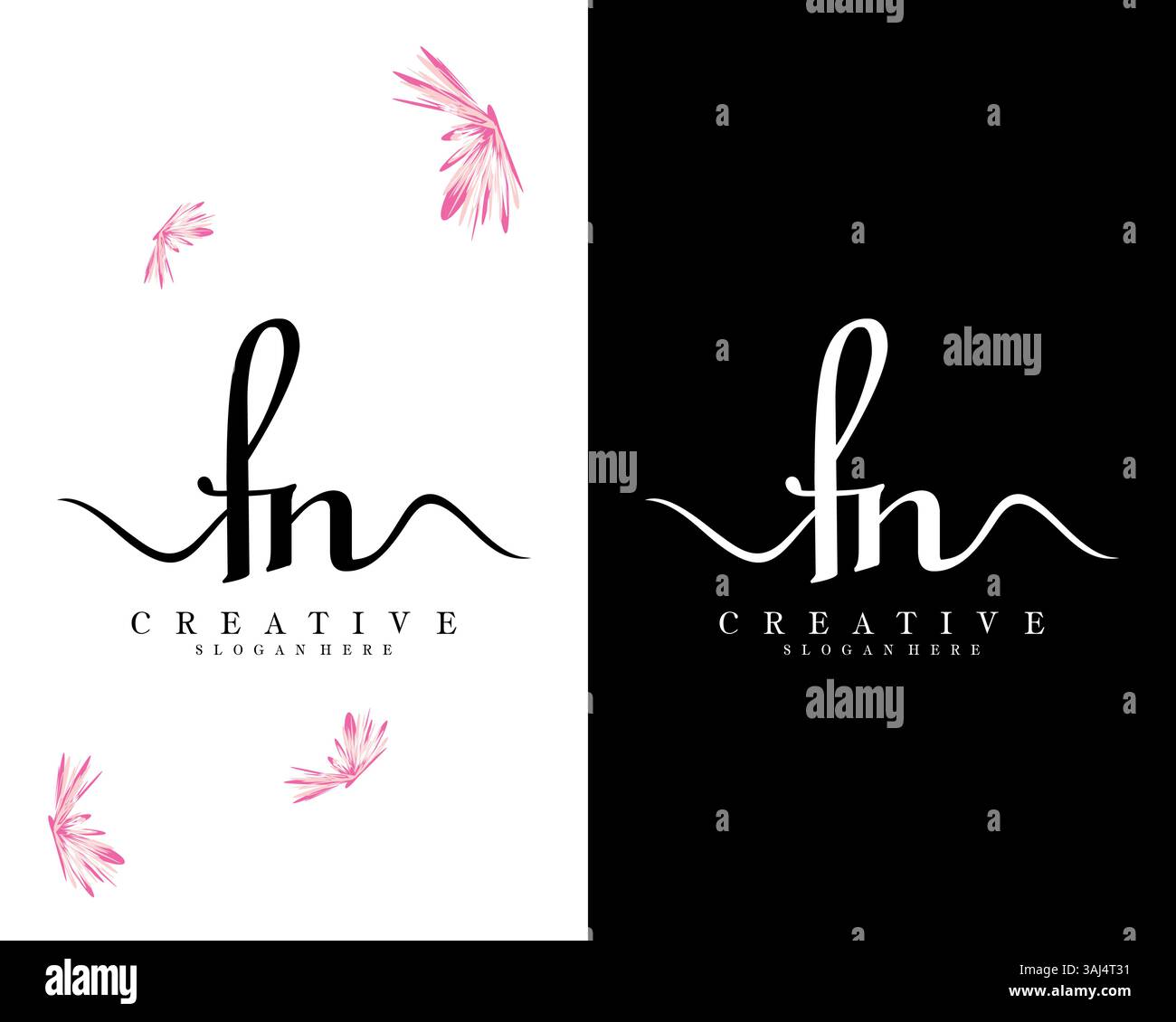 creative script letter FN, NF logo design vector Stock Vector Image ...