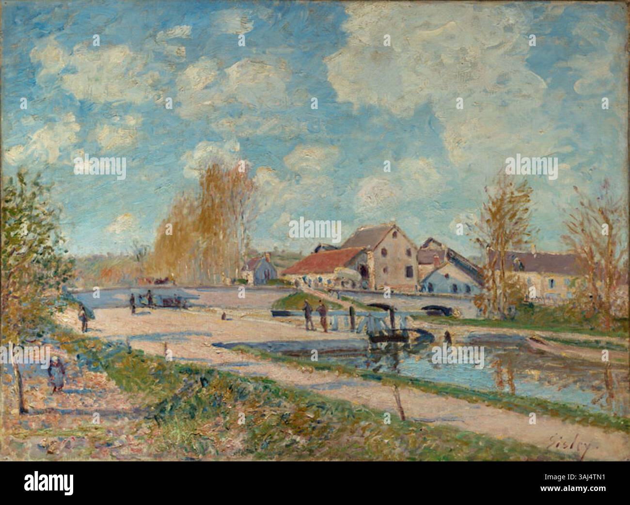 An 1882 oil painting by Alfred Sisley depicting 'The Bourgogne Lock at ...