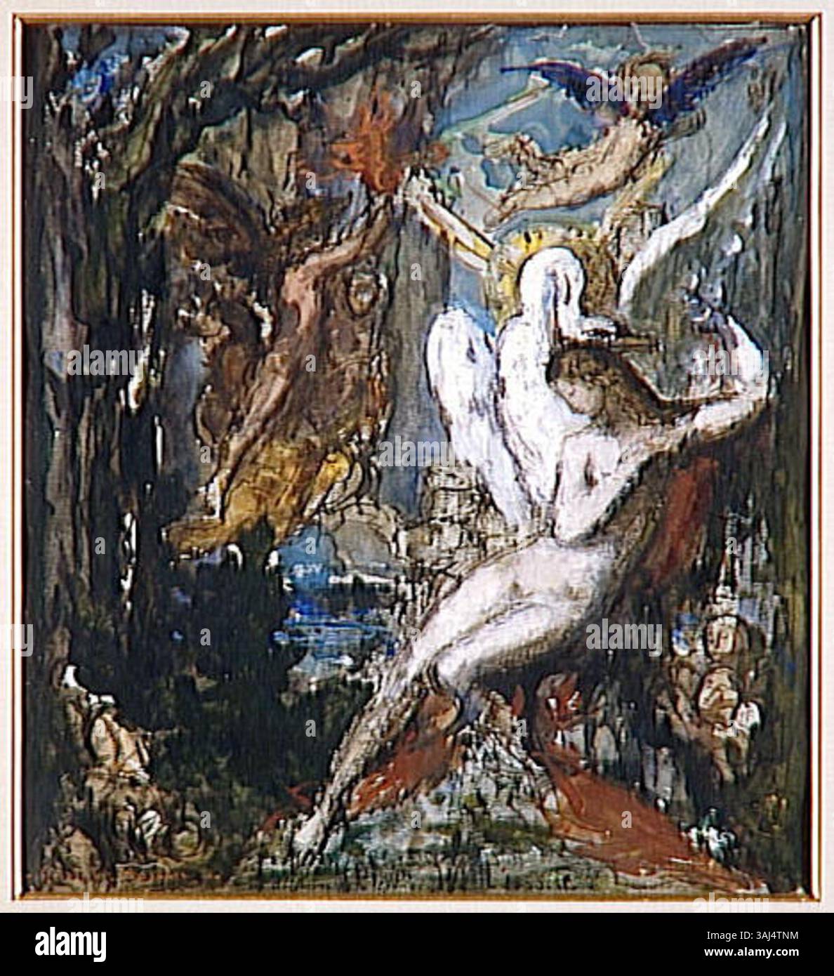 'Léda' by Gustave Moreau depicts the mythological figure of Leda, often shown in a classical ...