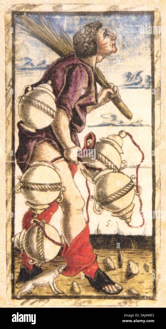 A card from the 1491 Sola Busca tarot deck, an example of the detailed ...