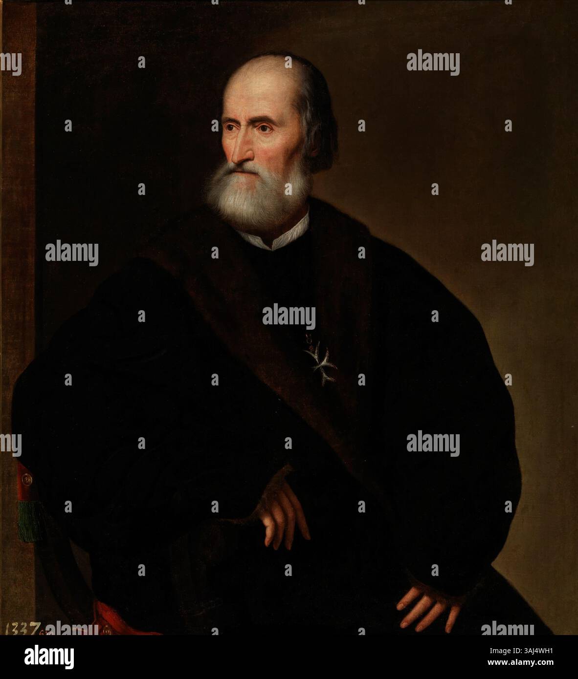 This 1539-1550 portrait depicts Pietro Bembo as the prior of the Order ...