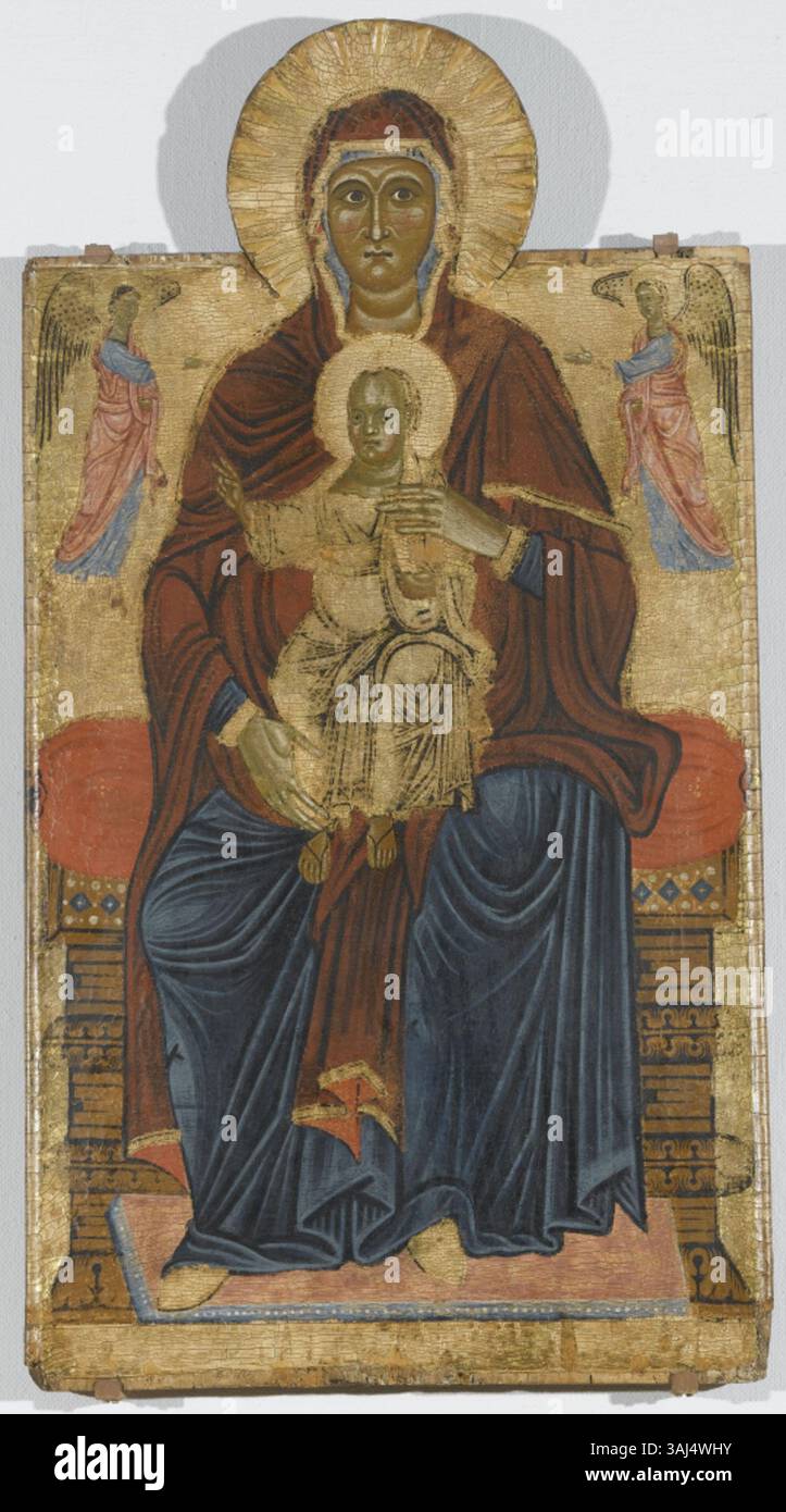 A 13th-century painting by the Master of the Bigallo Crucifix, depicting the Madonna enthroned ...