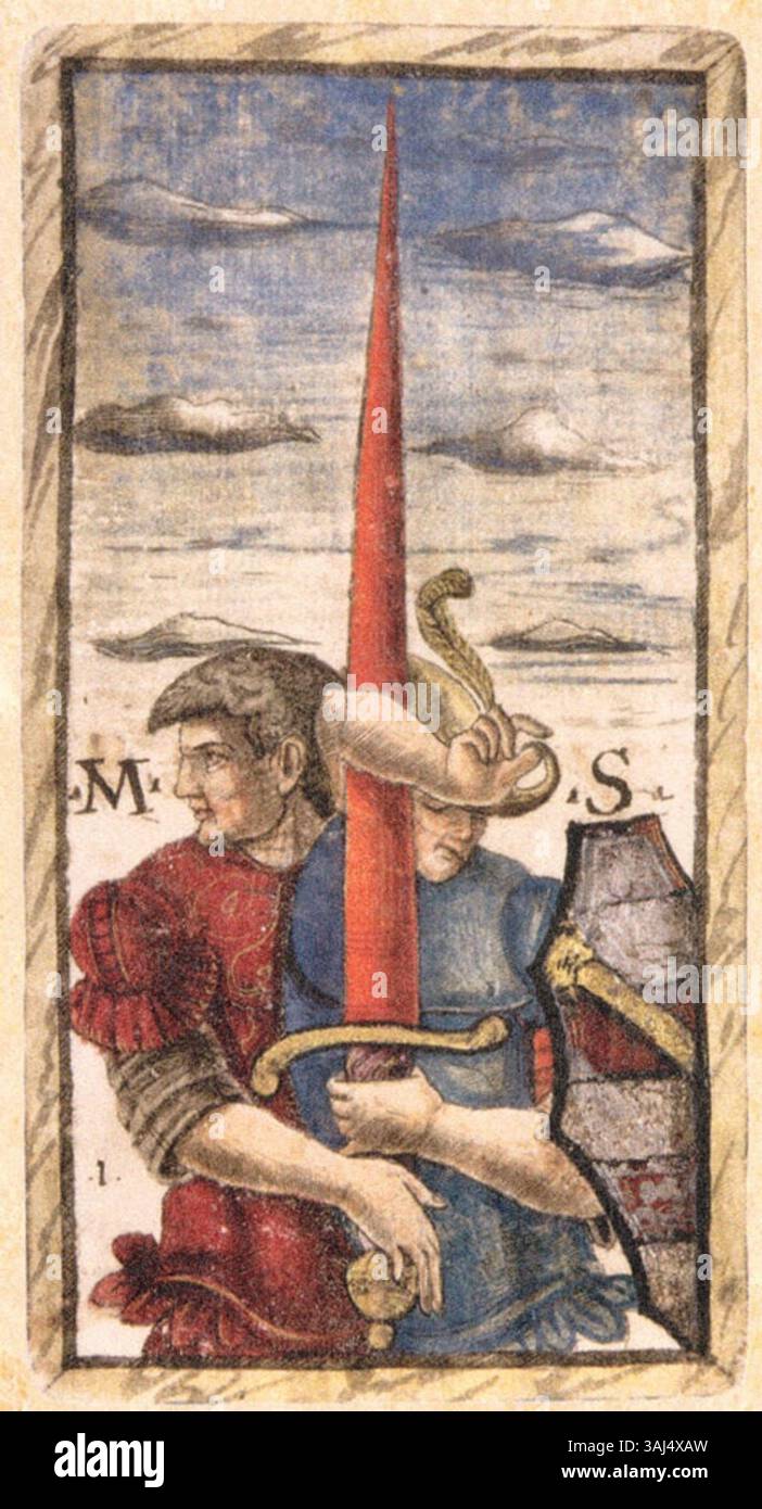 The 1491 tarot card from the Sola Busca deck, showing detailed imagery ...