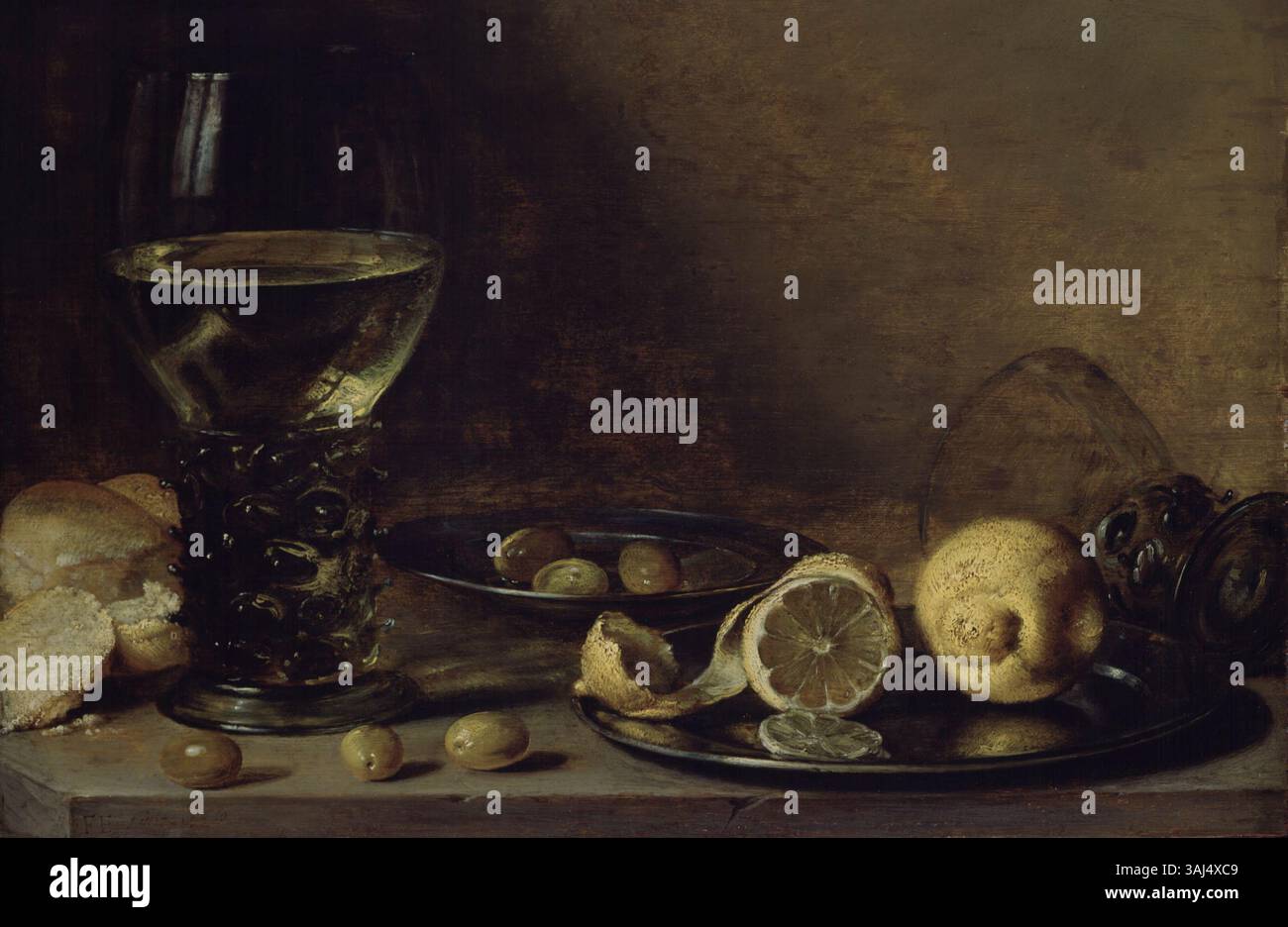 This 1628 oil on panel still life by Franchoys Elaut features a banquet ...
