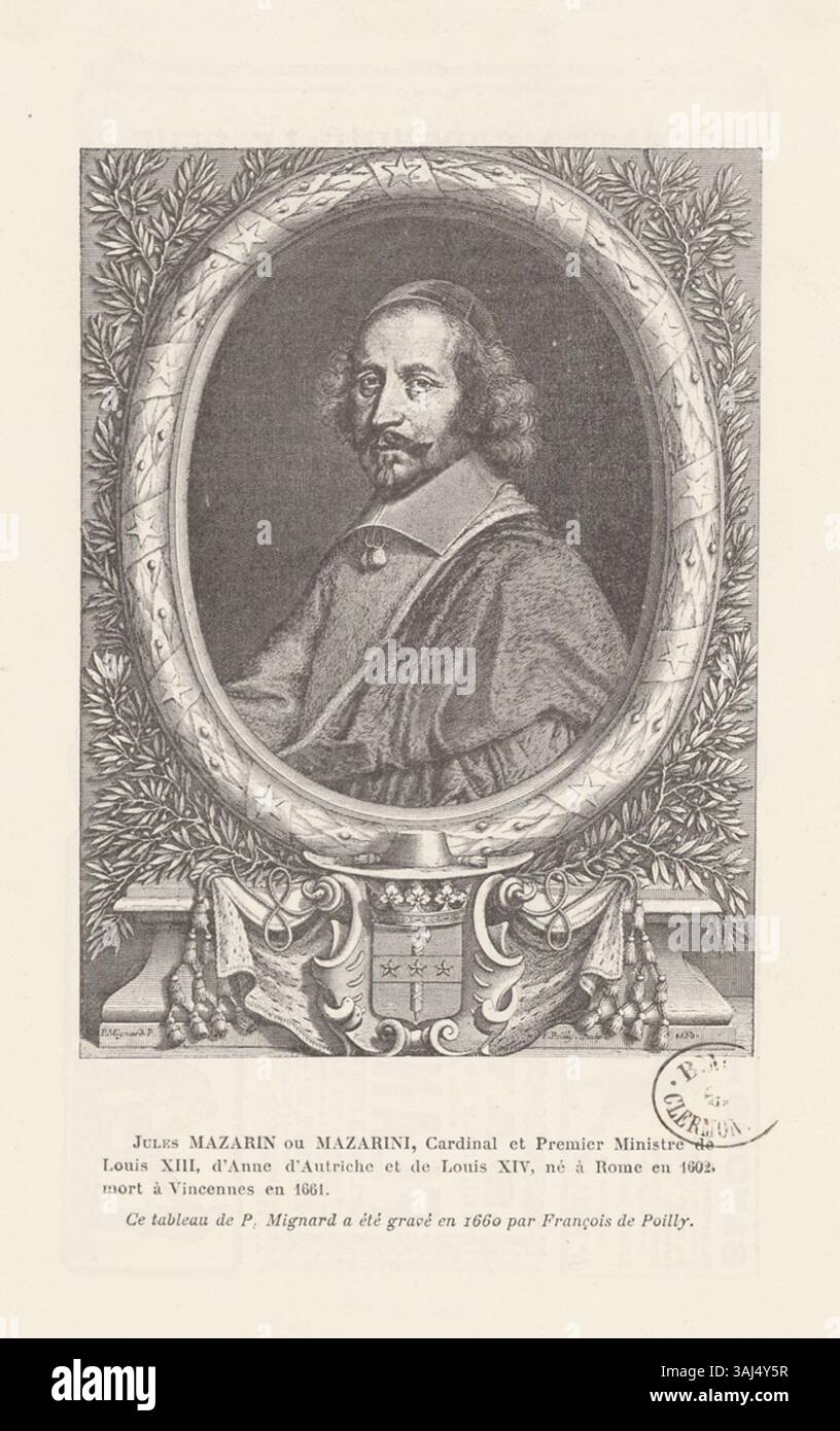 Print of Jules Mazarin, the influential French cardinal and statesman ...