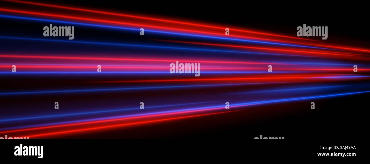 Red and blue laser lines. Sharp directional glow beams with motion blur ...