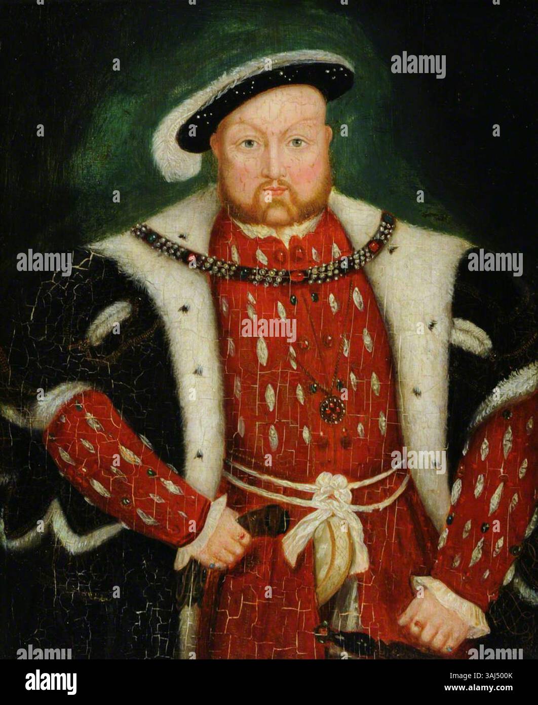 A portrait of King Henry VIII, created in the style of Hans Holbein the ...