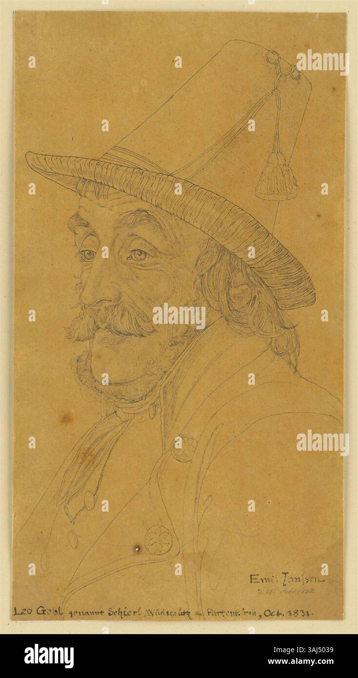 This 1831 drawing by Victor Emil Janssen depicts the shooter Leo Gebl ...