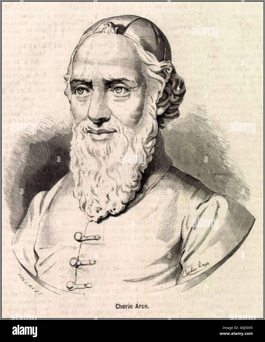 This 1875 piece by Lajos Elischer depicts Chorin Áron, a notable figure ...