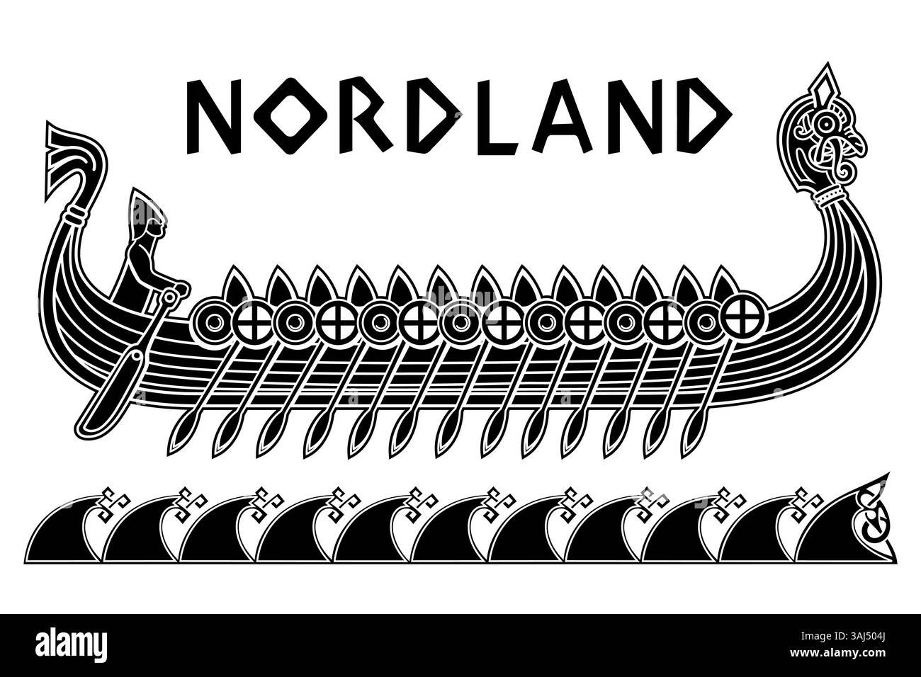 Viking boat sea monster Stock Vector Images - Alamy