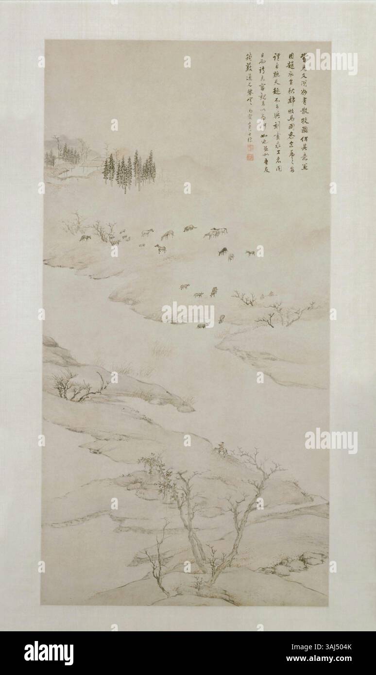 Zha Shibiao’s ink wash painting on paper (1615–1698), housed in The ...