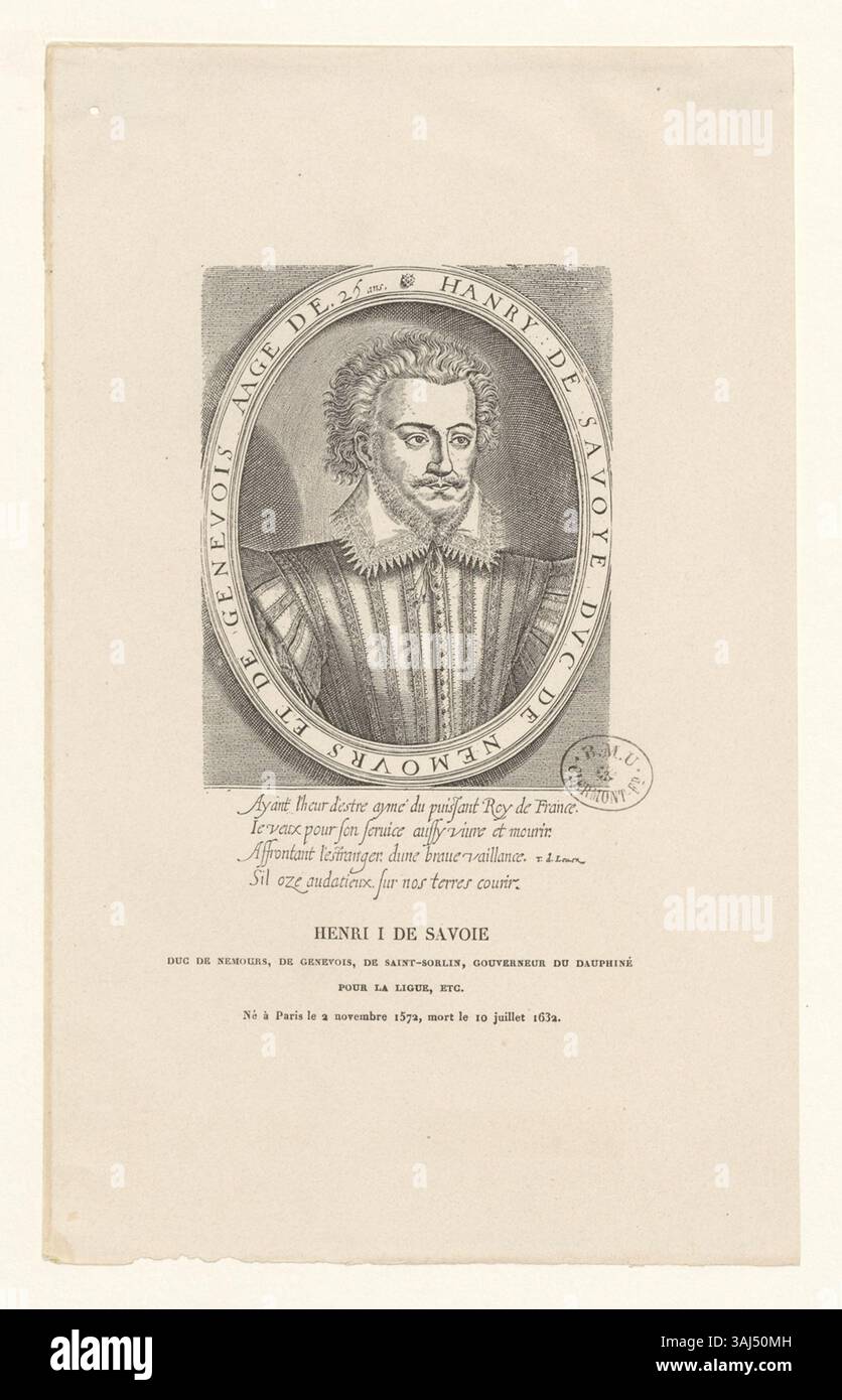 This photomechanical print features Henri I de Savoie, Duke of Nemours ...