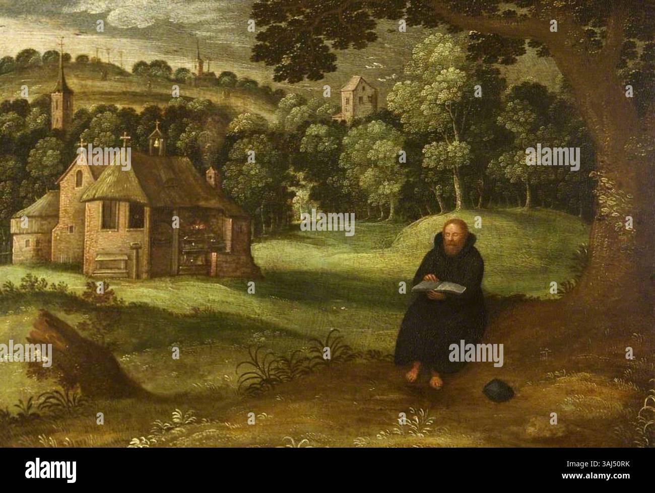 A landscape painting by the Flemish School depicting an Augustinian ...