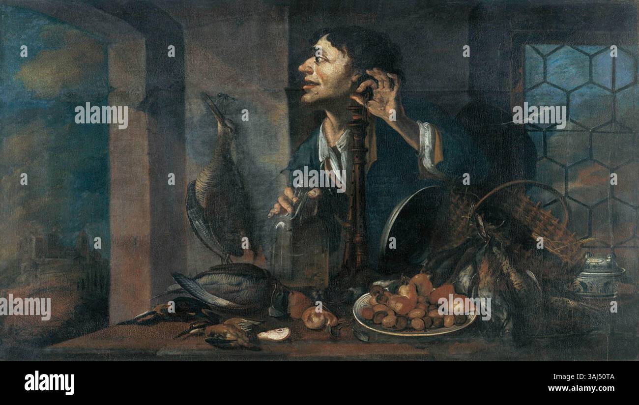 This 17th-century oil painting, 'Allegory of Hearing,' attributed to ...