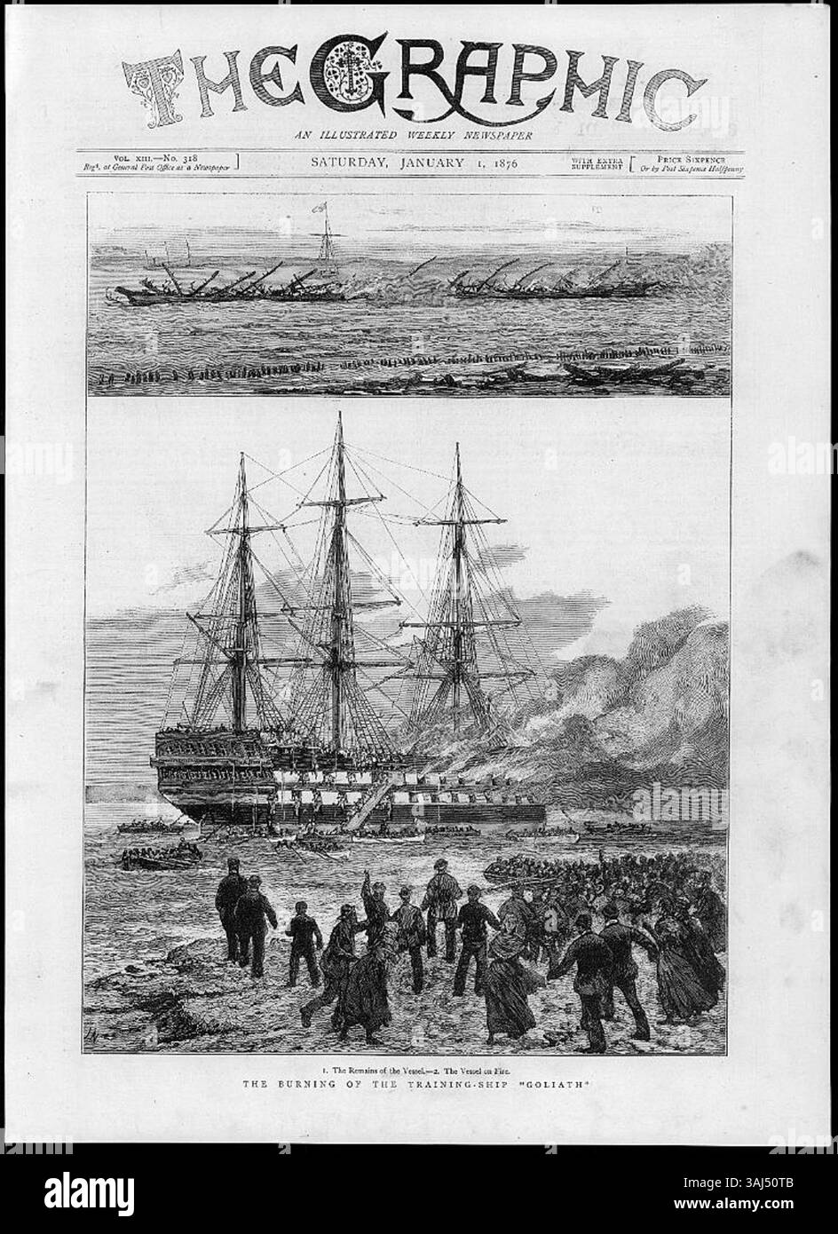 A wood engraving from 'The Graphic' dated 1 January 1876 depicting the ...