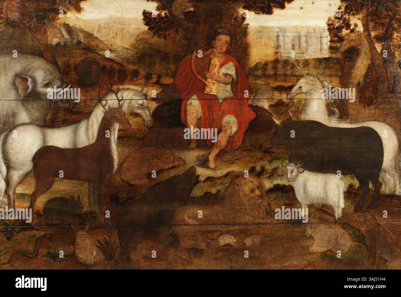 This oil on panel painting, created around 1672, depicts Orpheus ...