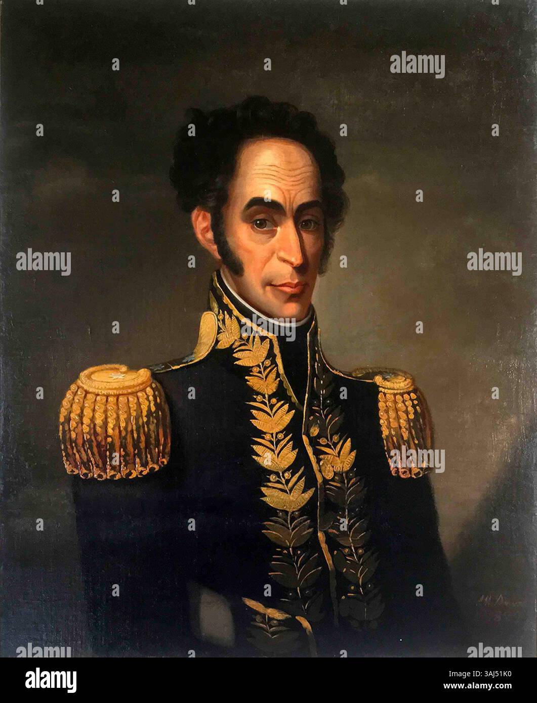A portrait of Simón Bolívar, painted by Francis Martin Drexel in 1825 ...
