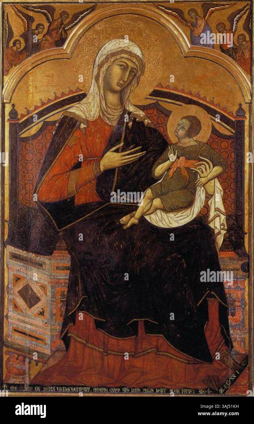 Guido da Siena’s 'Virgin and Christ Child Enthroned' from the 1270s features the Virgin Mary and ...