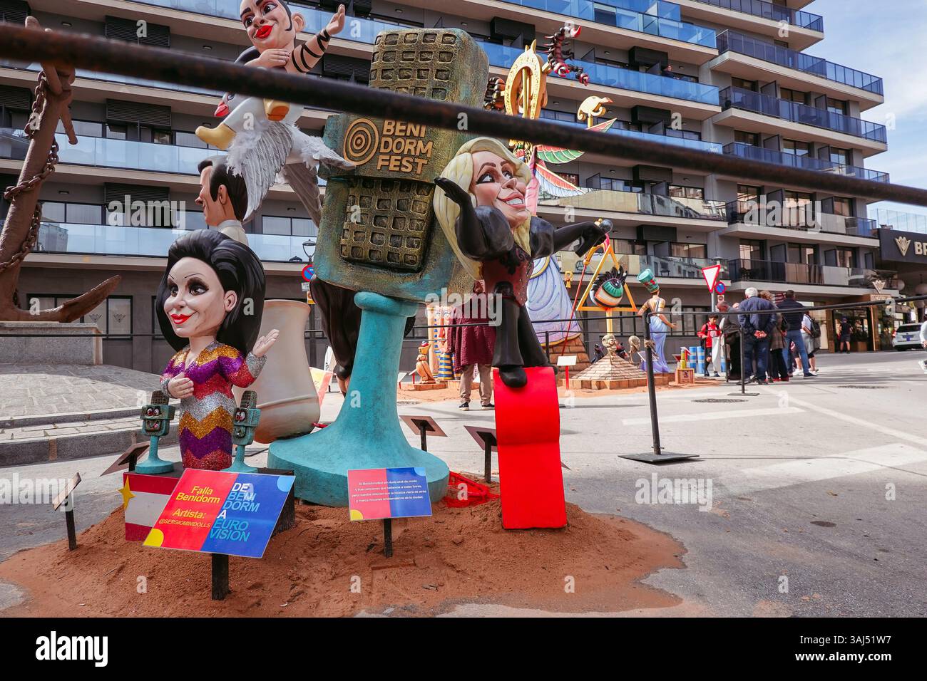 Benidorm Fallas 2025. Installation of figures at Fallas Festival 2025 ...