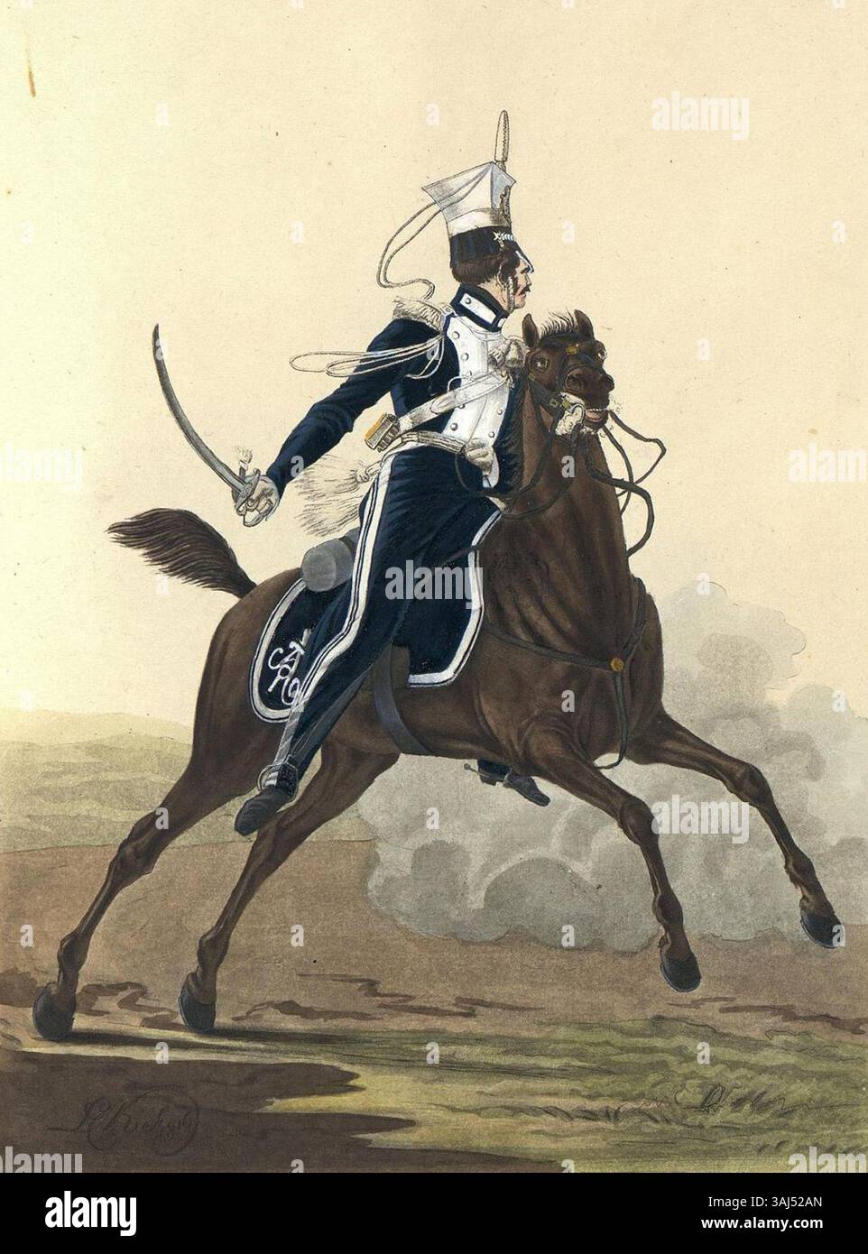 This lithograph by Lev Kiel from 1820 depicts a soldier from the ...