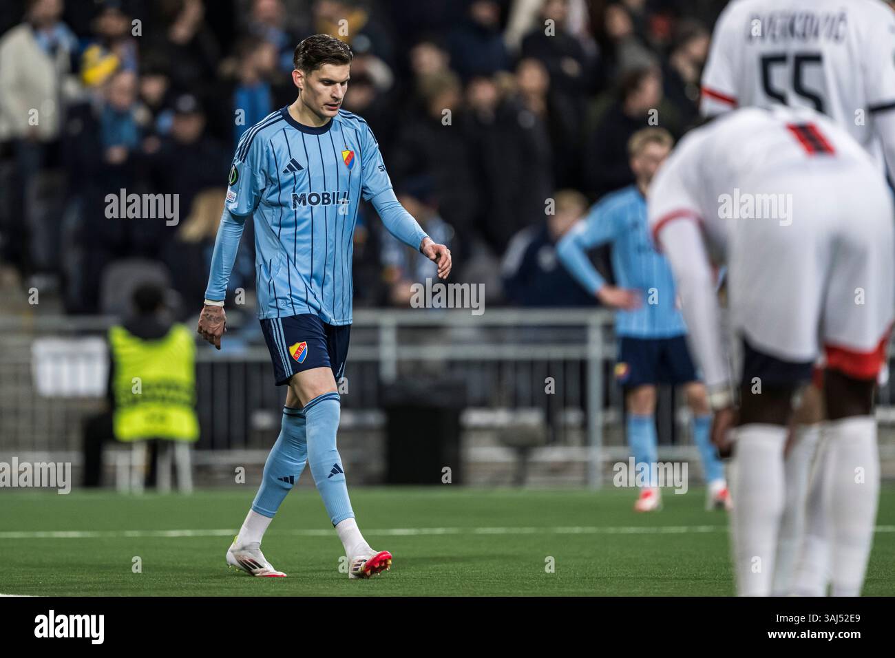 Stockholm, Sweden. 10th Apr, 2025. 250410 Nino Zugelj of Djurgården ...