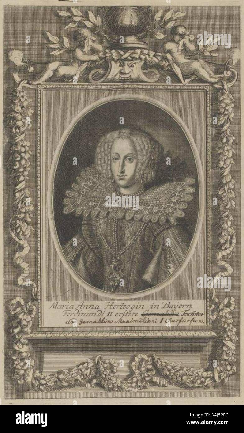 This 18th-century copper engraving depicts Maria Anna of Austria ...