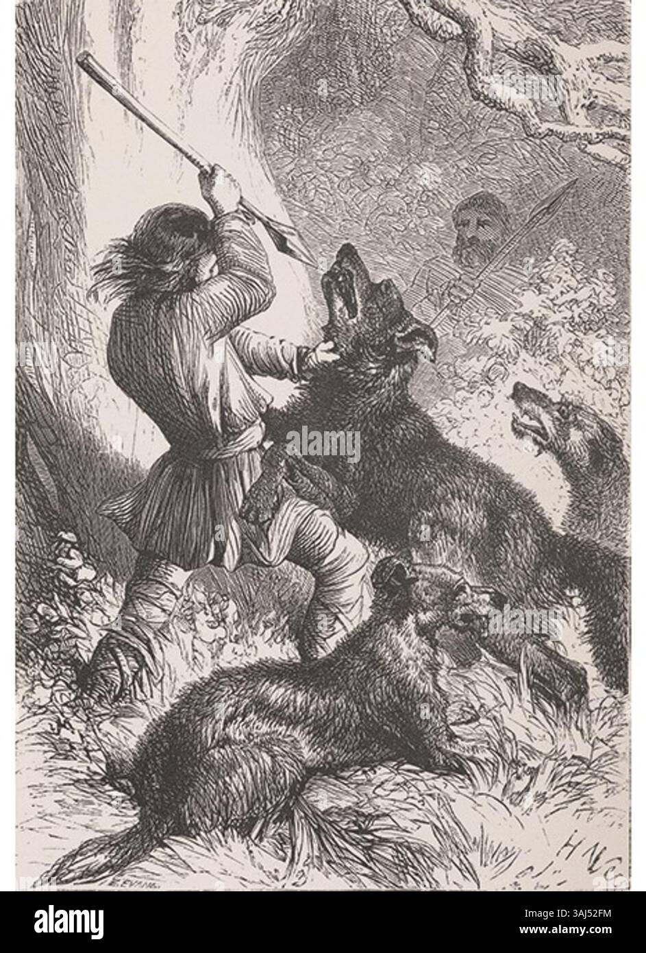 A depiction of an Anglo-Saxon wolf hunt from the 9th century ...