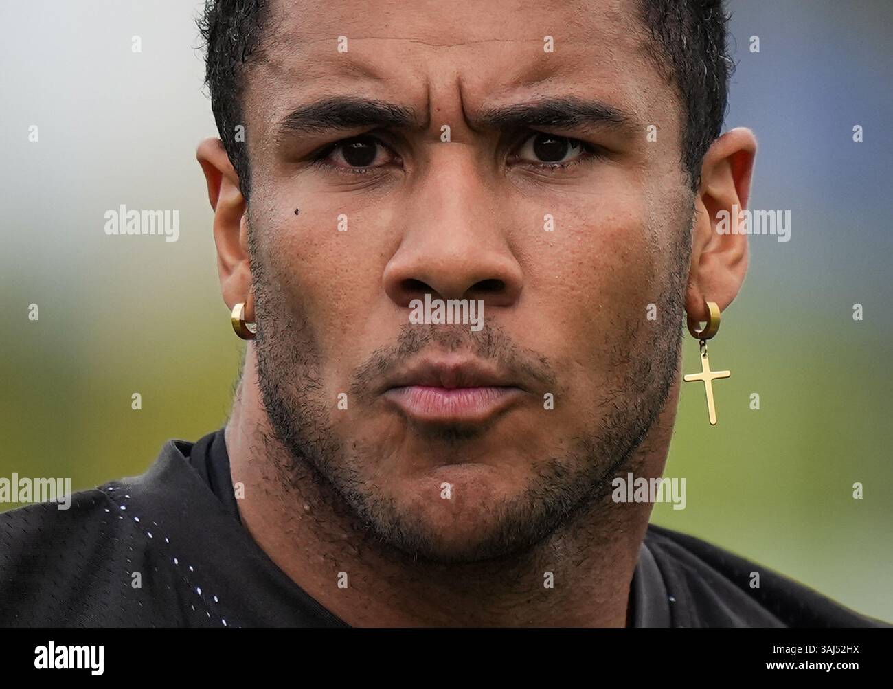 B.C. Lions defensive lineman Christian Covington looks on during the ...