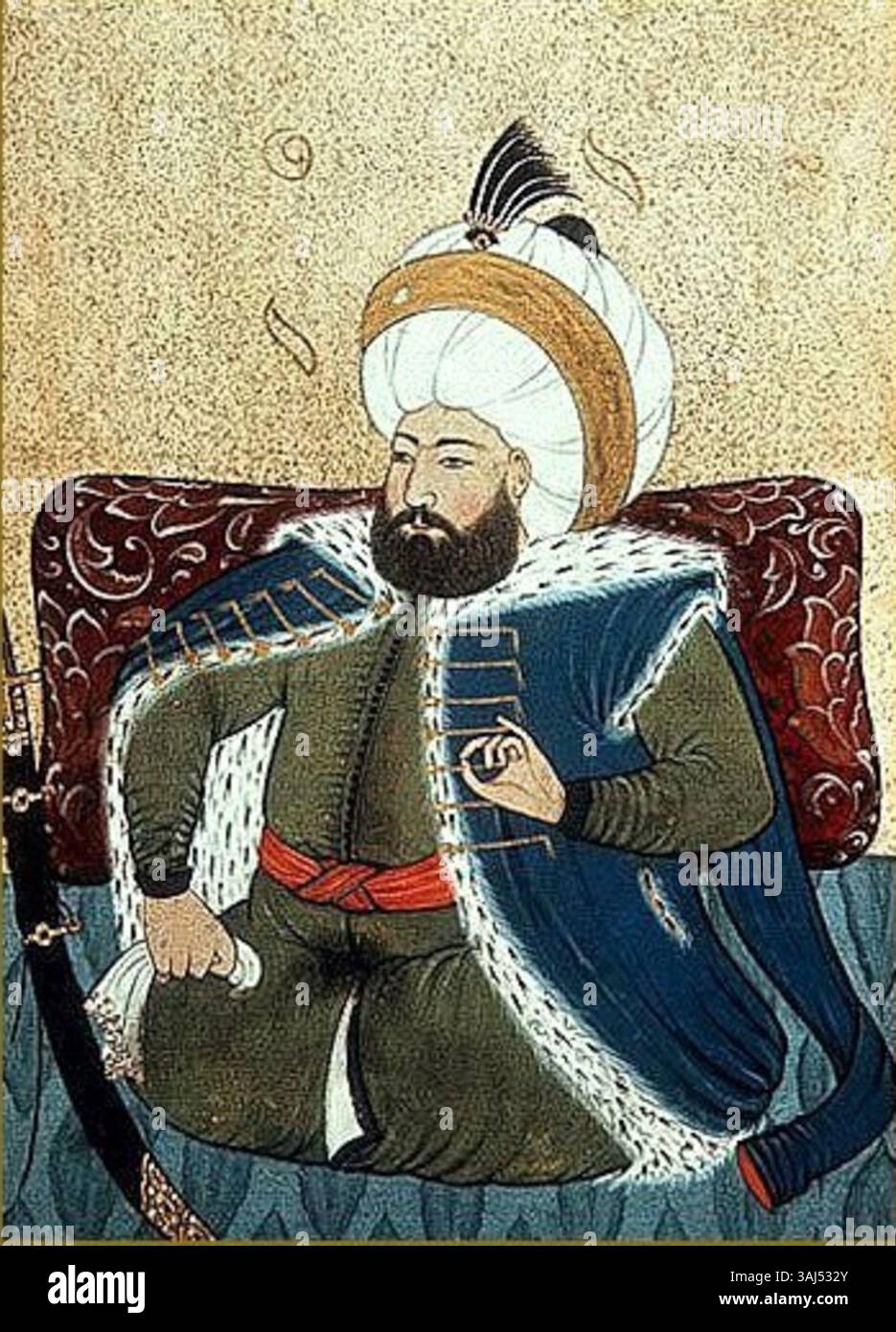 Portrait of Sultan Mehmed II from a 19th-century manuscript, depicting ...