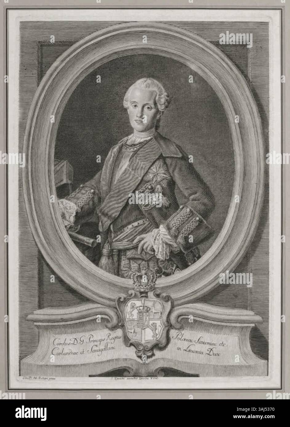 An engraving by Lorenzo Zucchi, this 18th-century portrait depicts ...