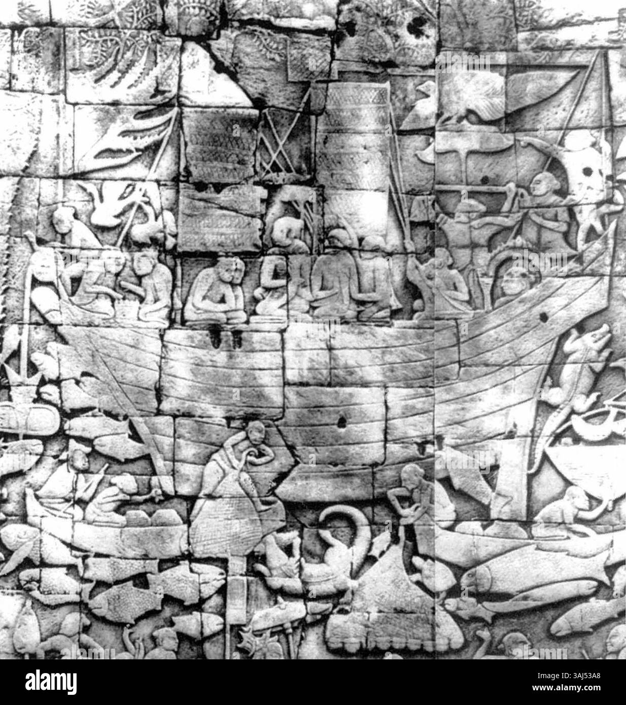 This image of a merchant ship, carved at the Bayon temple in Angkor ...