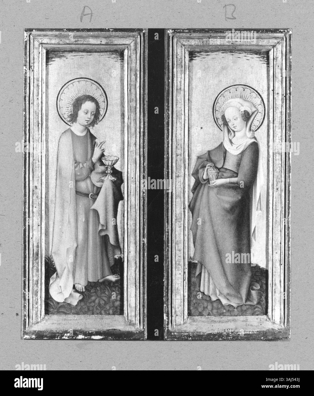 A religious painting from circa 1435, depicting St. John and St. Magdaline, created by Stephan ...