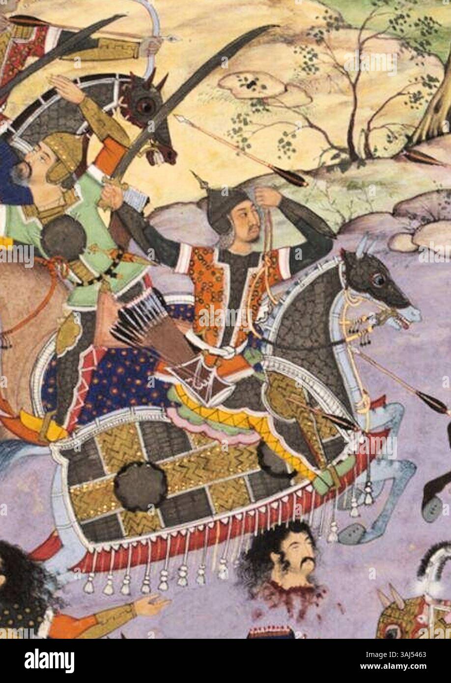 This painting portrays Wazir Khan, brother of Asaf Khan, in 1567. Wazir ...