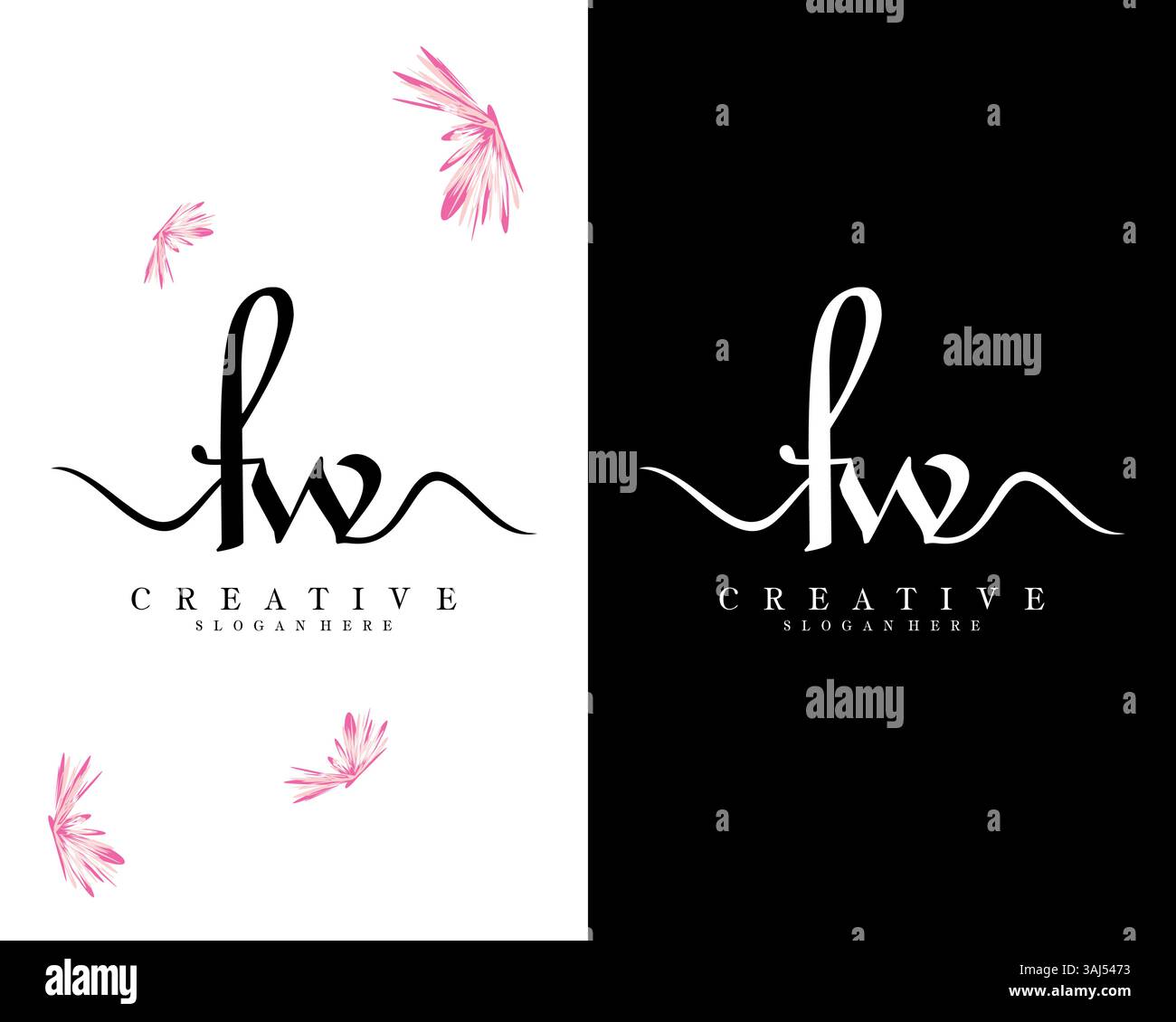 creative script letter FW, WF logo design vector Stock Vector Image ...