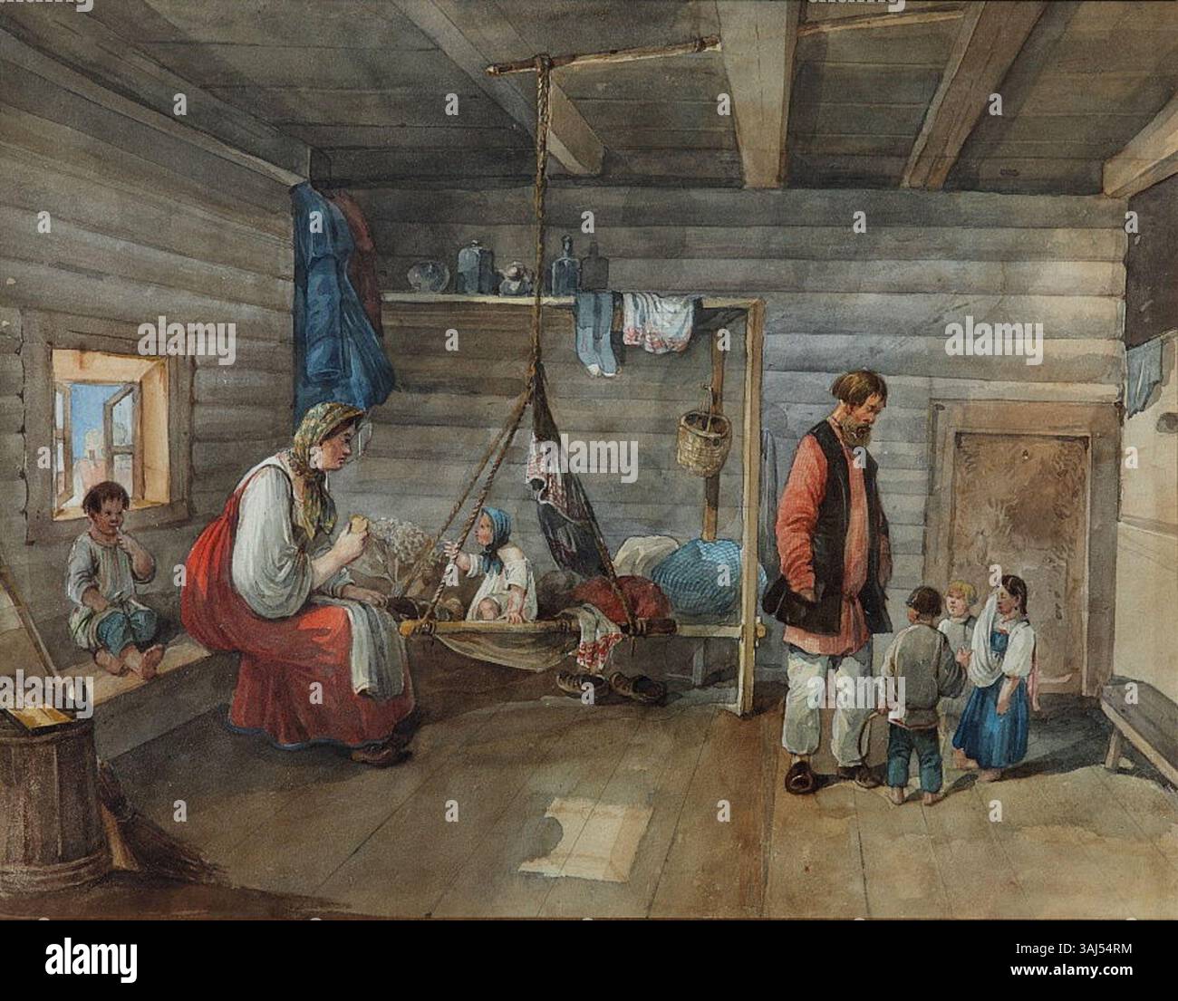 This 1841 work by Karl Ivanovich Kolmann depicts an intimate rural ...