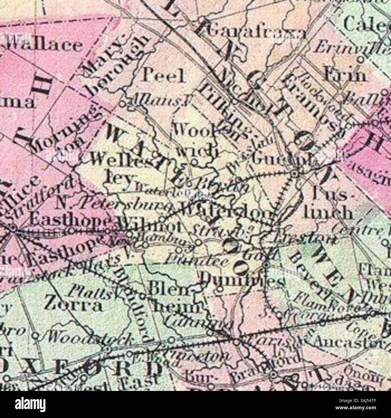 This 1862 map by Alvin Jewett Johnson and Wards divides Upper Canada ...