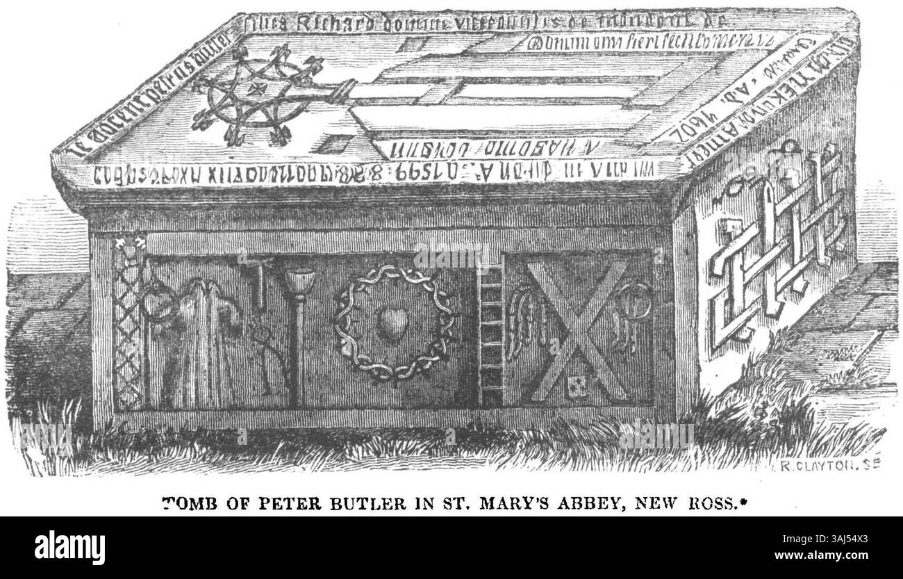The tomb of Peter Butler in St. Mary's Abbey, New Ross, marks the ...