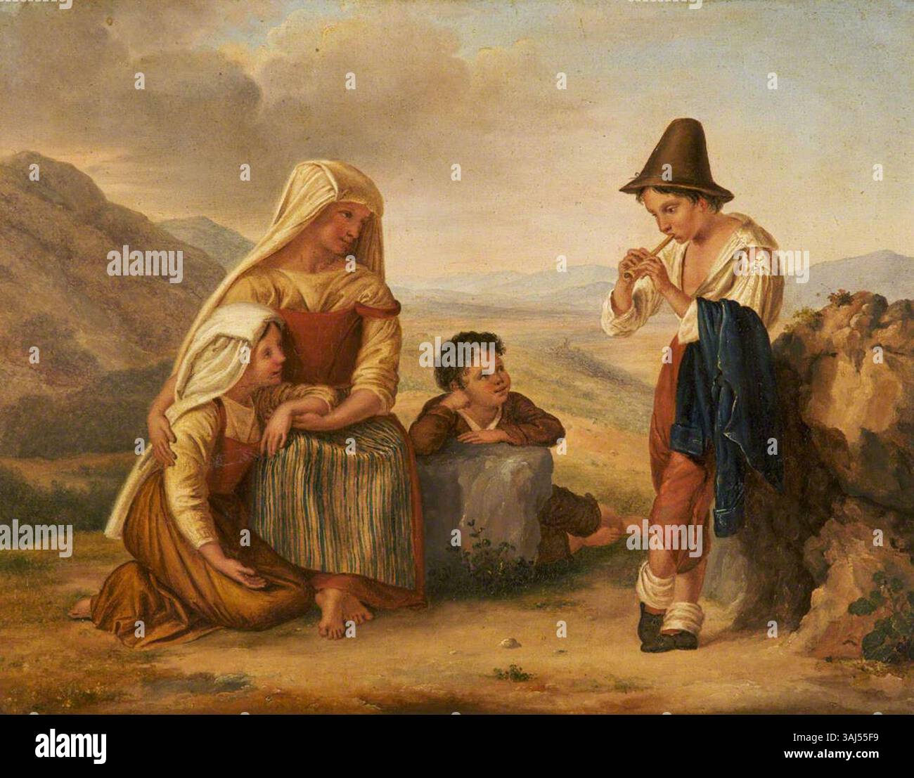 This genre painting from the 19th century depicts an Italian peasant ...