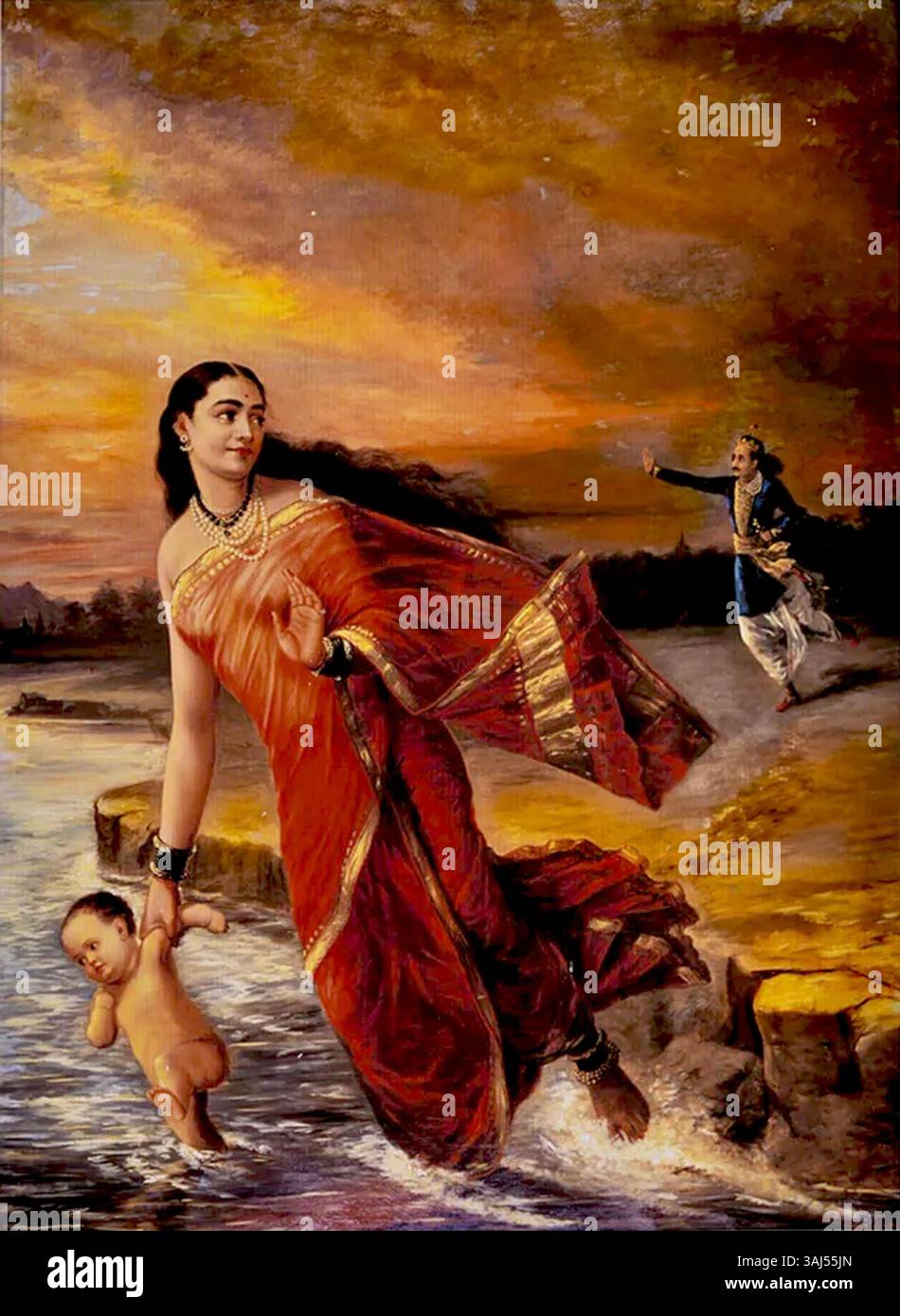 Raja Ravi Varma's 1890 painting 'Ganga and Shantanu' depicts the ...