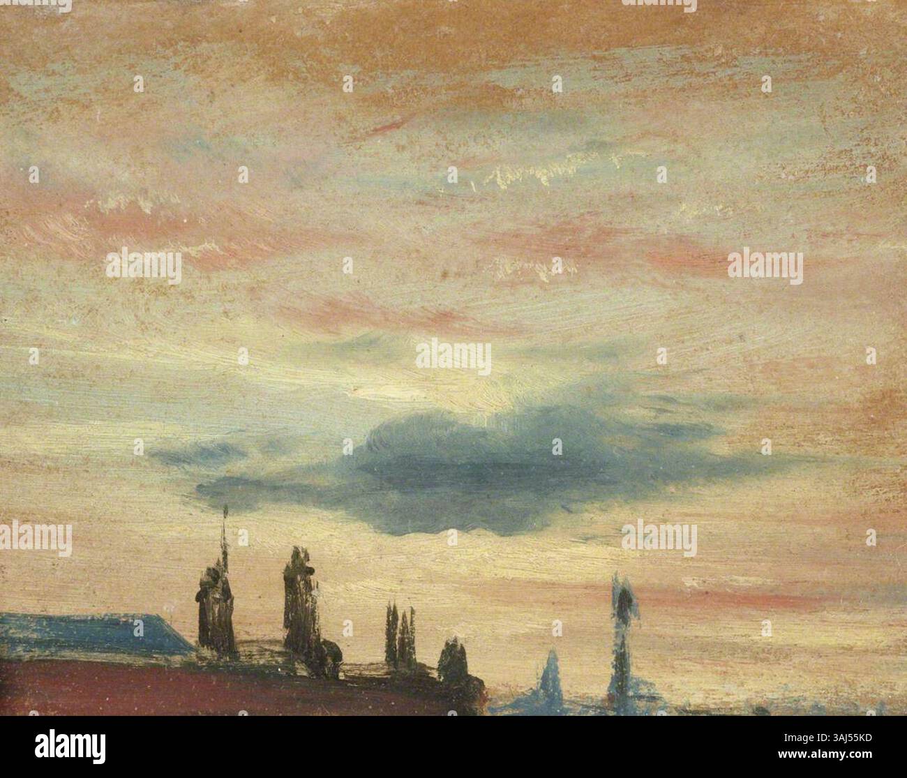 This cloud study, painted in the style of John Constable, shows a ...