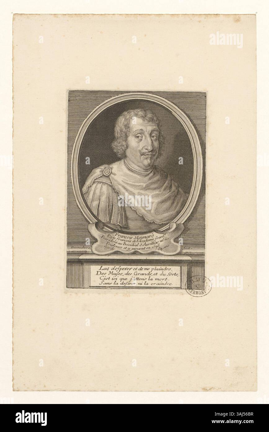 Intaglio print from the Boyer collection depicting François Maynard, a ...