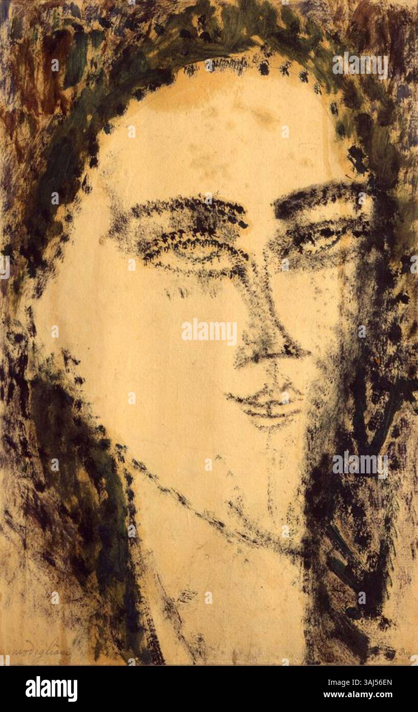 Amedeo Modigliani's 1915 work 'Tête de homme' portrays a male figure in ...