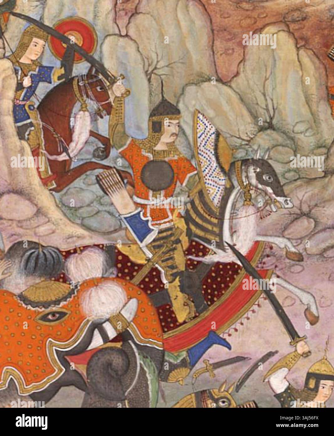 This 1590 painting depicts Ibrahim Husayn Mirza at the Battle of ...