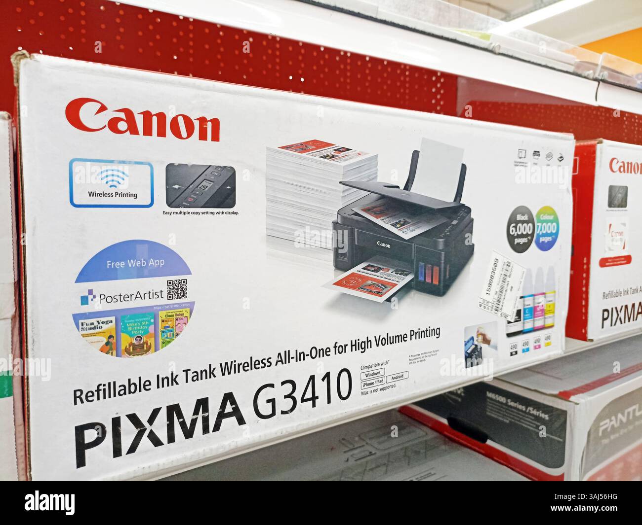 Canon pixma g3410 refillable ink tank printer box on store shelf Stock ...