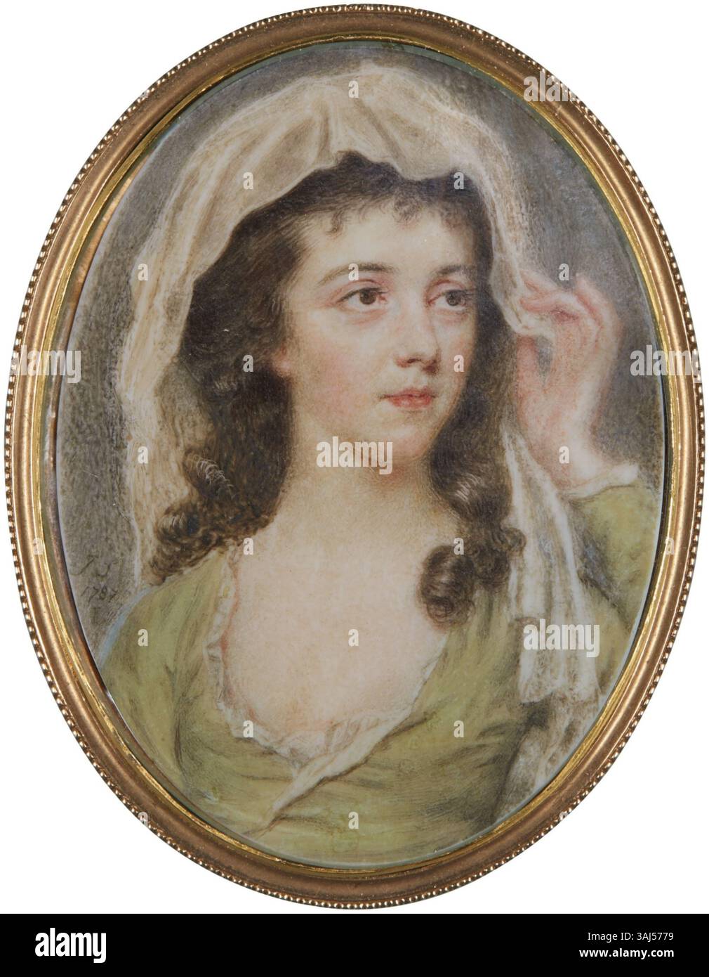 This 1787 portrait by John Smart features a lady in a green dress. The ...